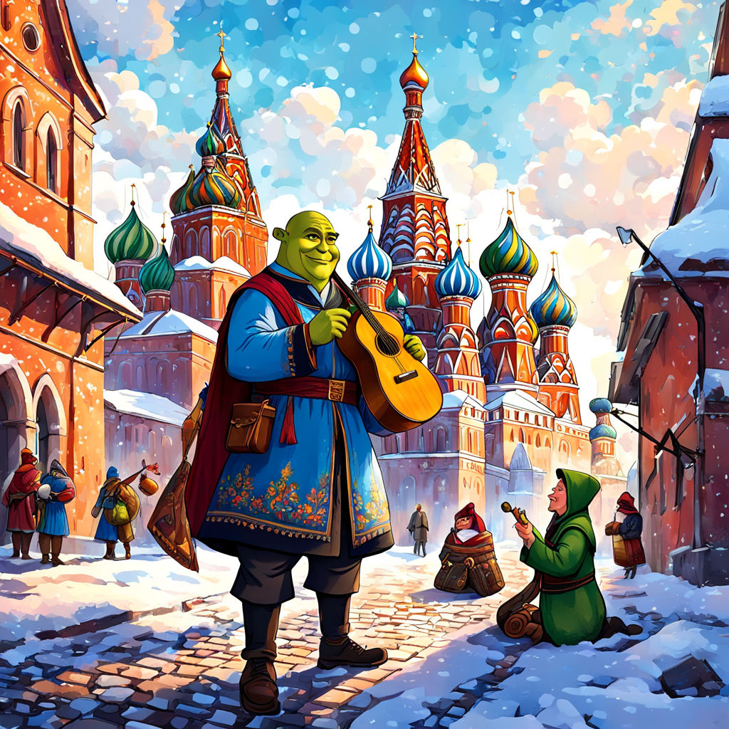 Shrek in traditional Russian attire by Мария Ковалёва - Playground