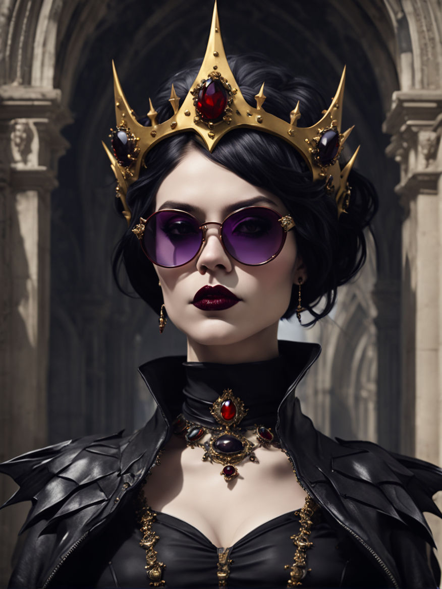 A high-definition medium-full portrait of a gothic woman wit... by Emil ...