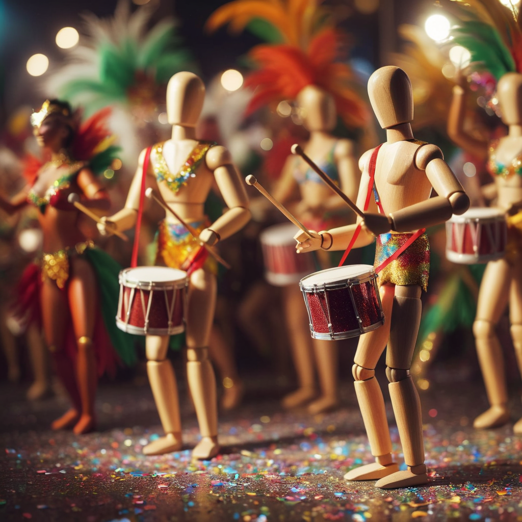 Wooden mannequin toy dancing at Carnival by Kico Toralles - Playground