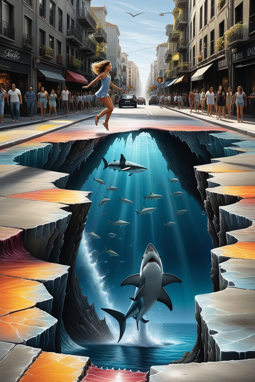 3D OCEAN Drawing optical illusion pavement art by Julian Bee... by ...