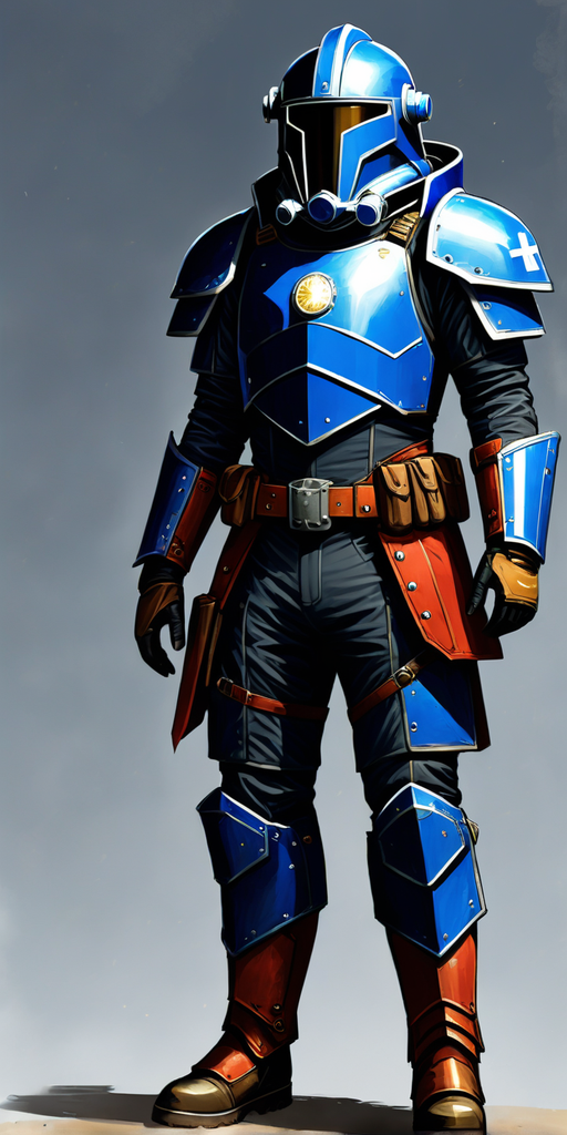 Full body drawing of combat armor by D G - Playground