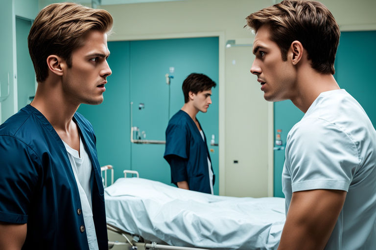 Two angry young men facing each other inside a hospital ward by Angel ...