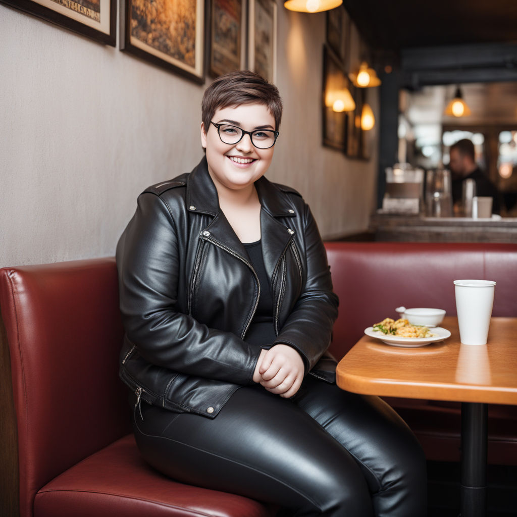 Extremely shy chubby woman by Frank in schwarzem Leder - Playground