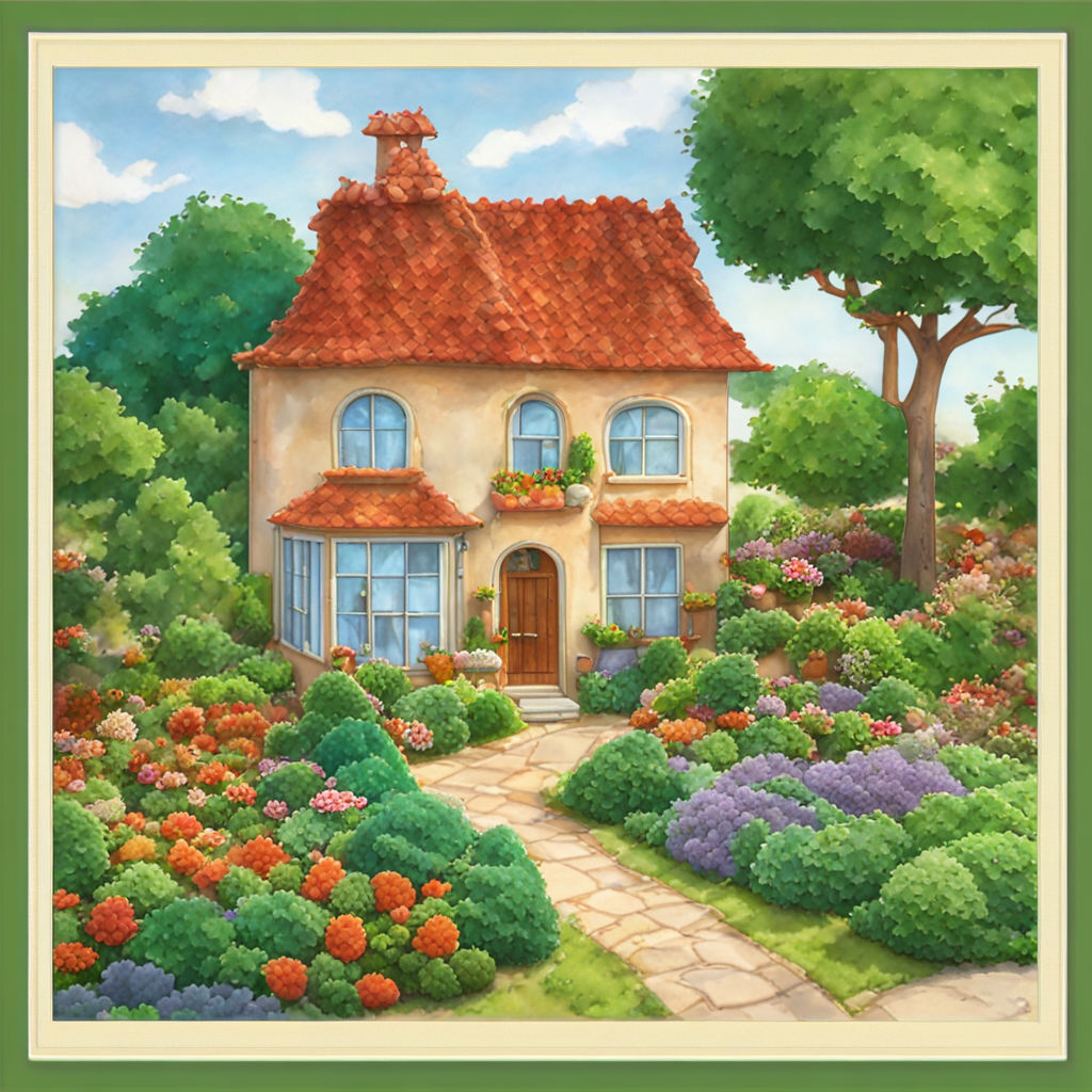 Create a cartoon house with garden like in a language teachi... by S. A ...