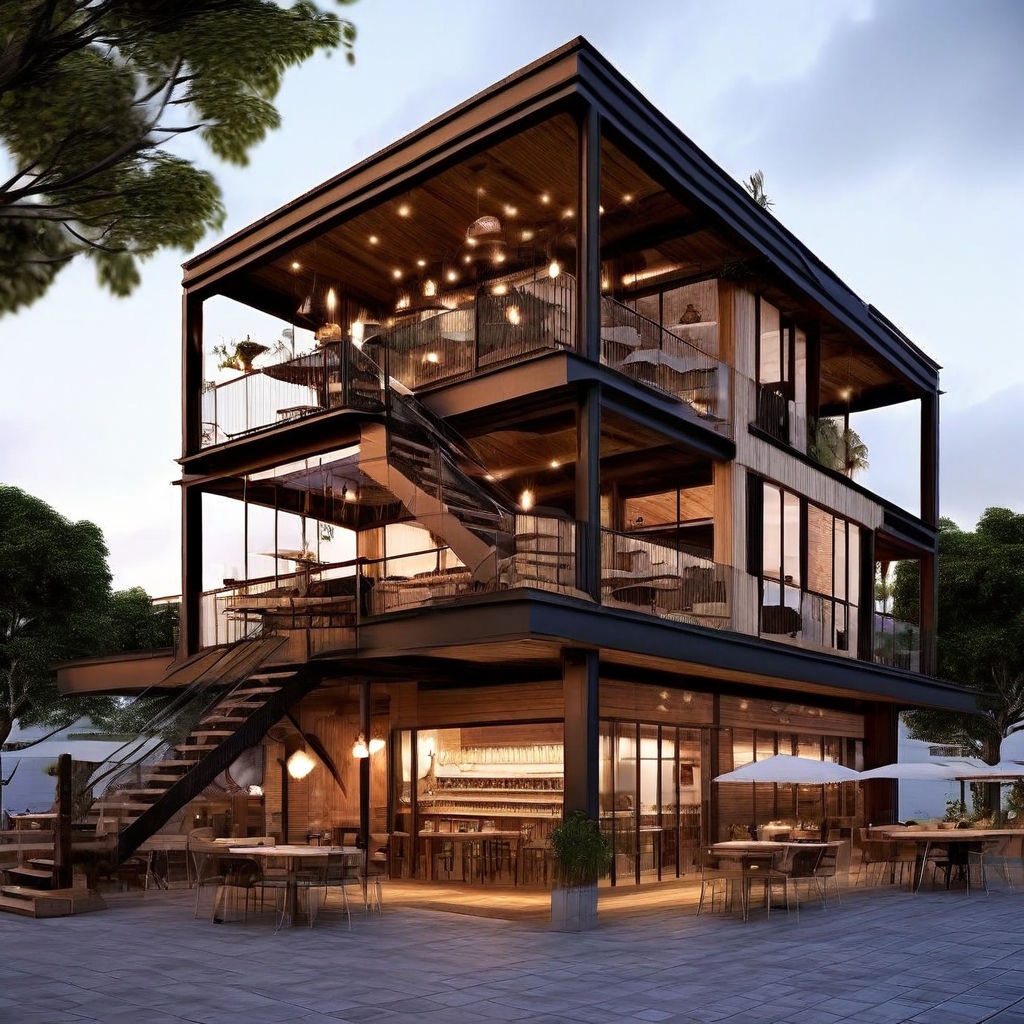 Two-storey cafe design . The upper floor is the same size as... by ...