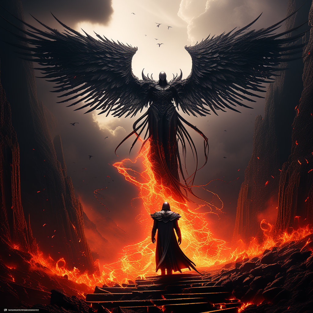 Angel of Death Flying pit of lava surrounded by darkness wit... by Nate ...