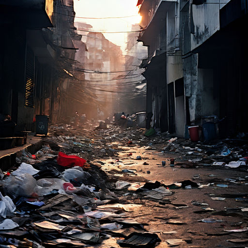 Street brimming with discarded waste by mostafa ali nassar - Playground