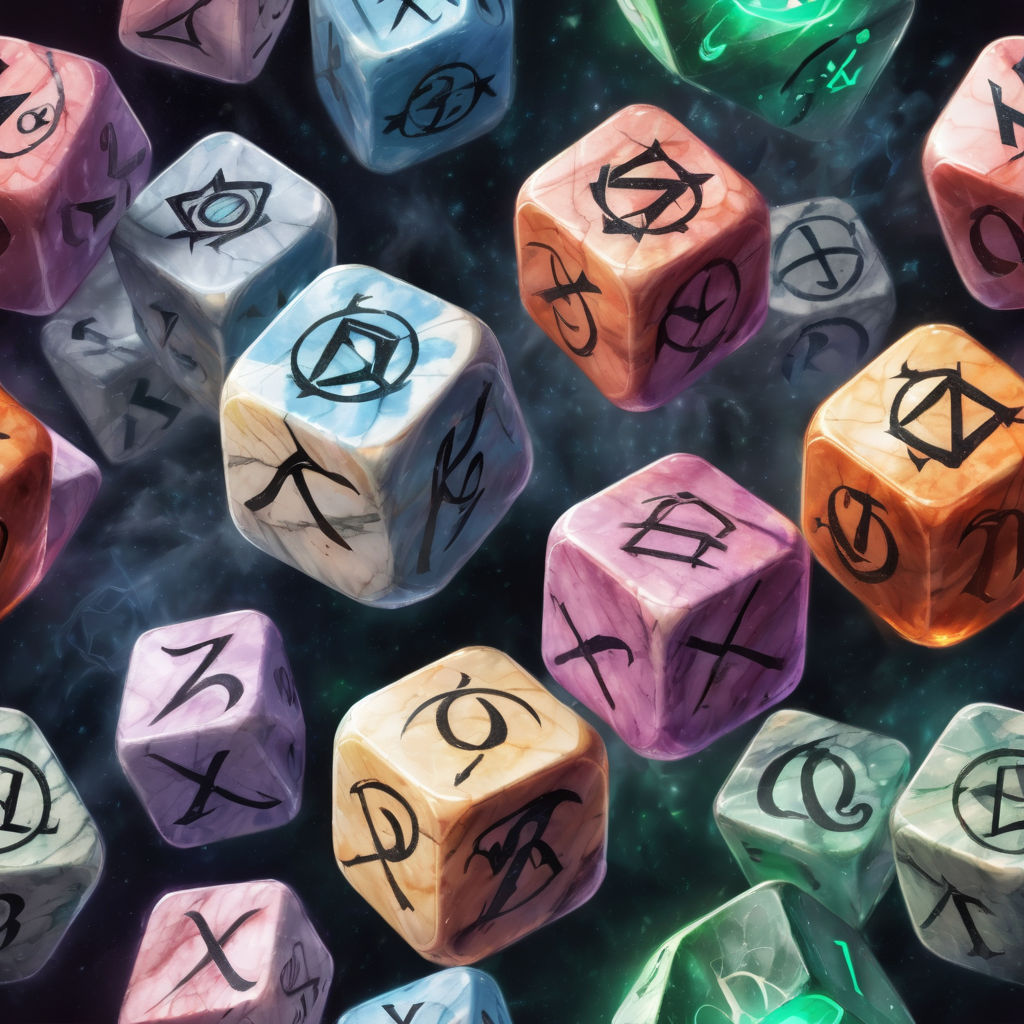 Realistic color drawing of a marble ten sides dice with glow... by Ray ...
