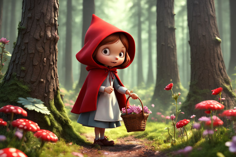 Little red riding hood picking flowers in the forest by Müberra Turan ...