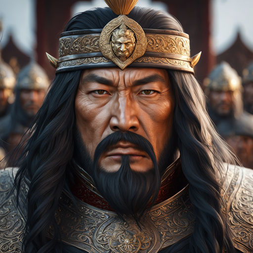 A close-up portrait of Genghis Khan by Sávio Teixeira - Playground