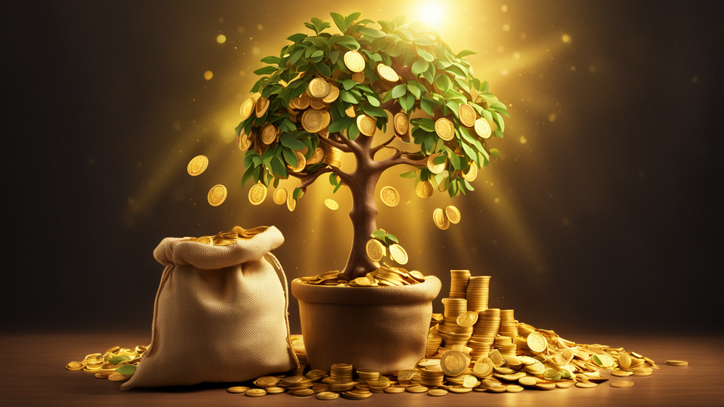 This image depicts a "money tree" with golden coins as leave... by Phú ...