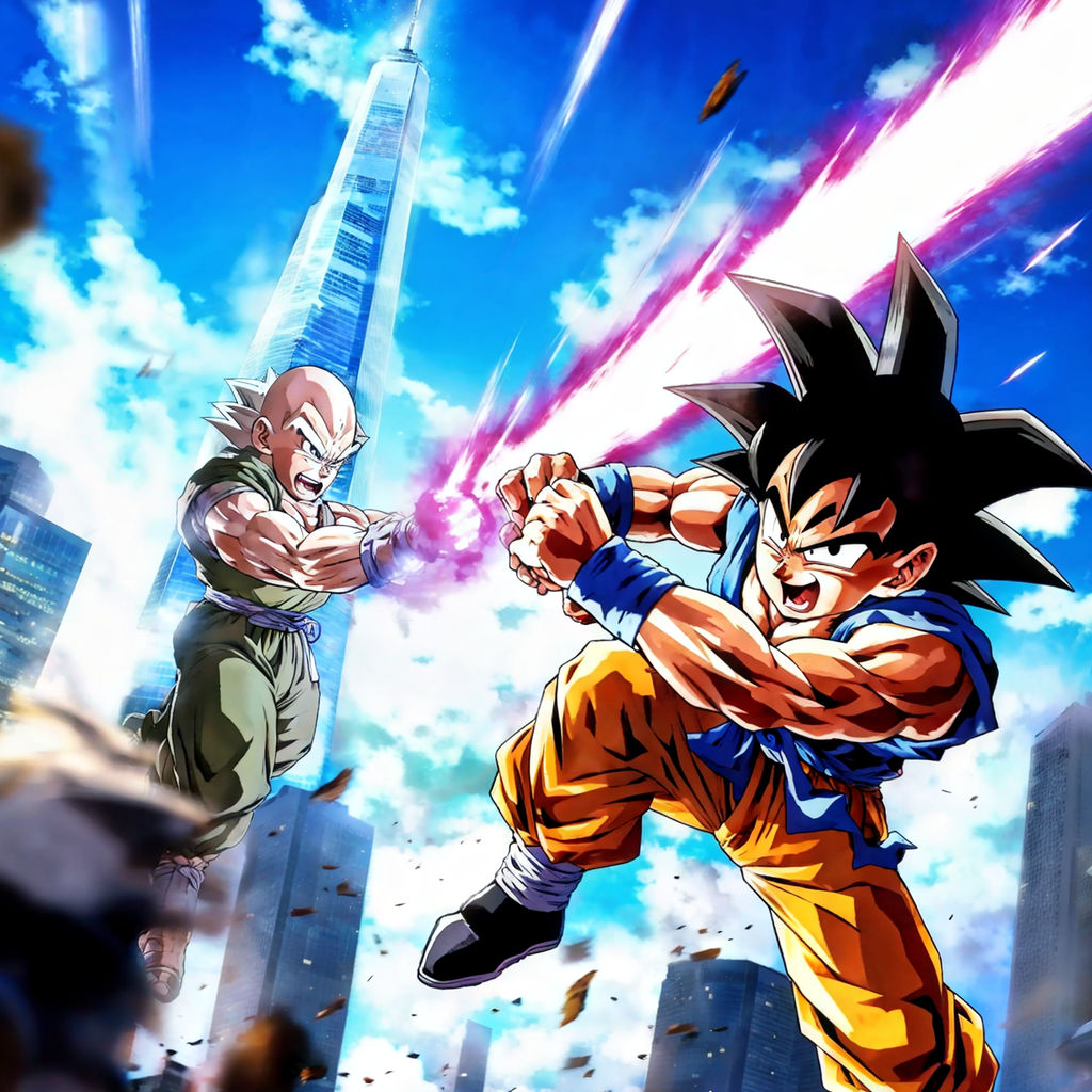 Goku clashing with Vegeta by Elijah Smith - Playground