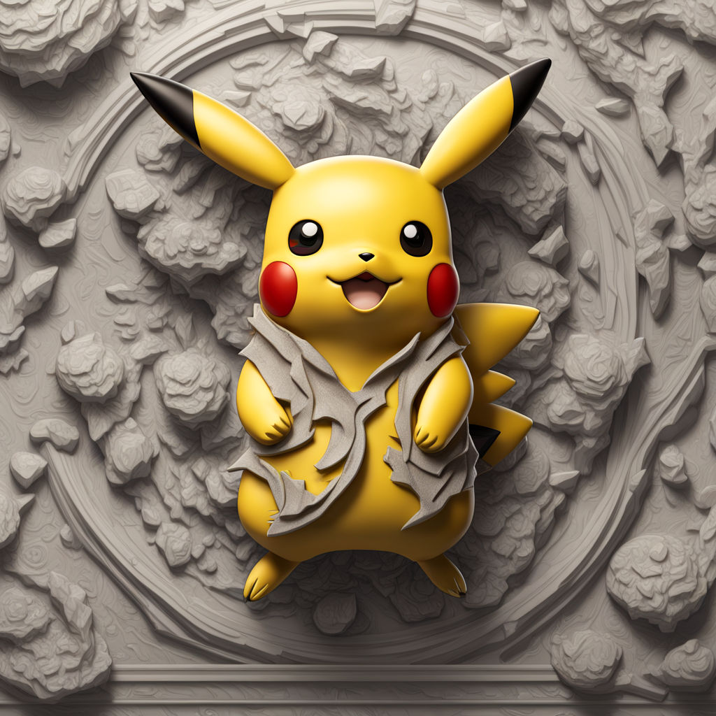 Pikachu as a marble bas-relief by Diego Richardson - Playground