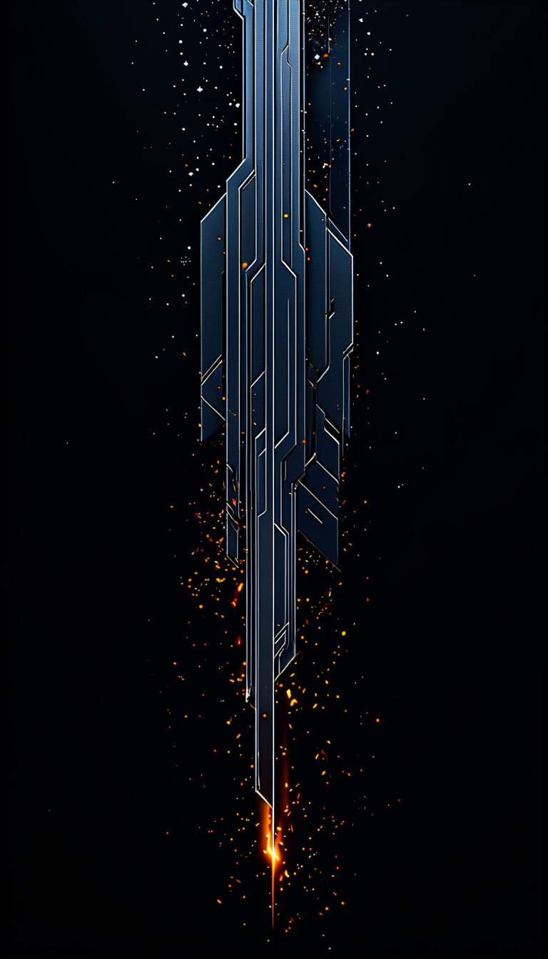 Black background with sci-fi style metal texture with stars ... by RR ...