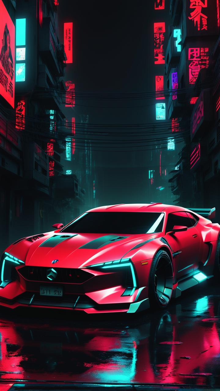 Cyberpunk car red by Danien - Playground