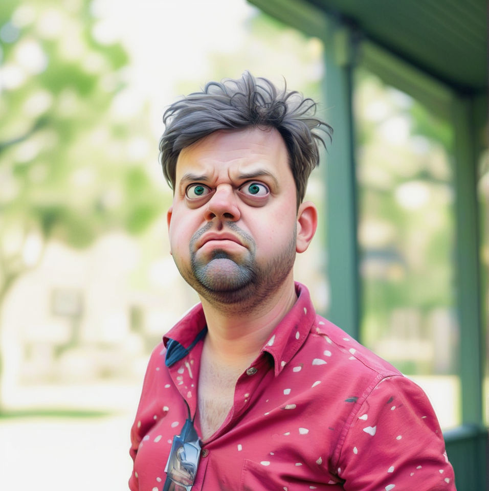 A real funny distorted full body caricature with a large hea... by ...