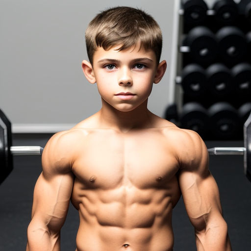 Portrait. boy. 10 year old. Muscular. Jacked. Built. Beauti... by Juan ...