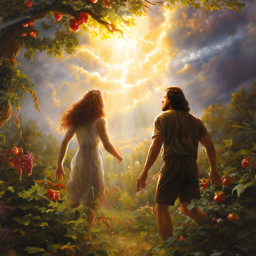 God lighting the garden and Adam and Eve looking at the sky ... by ...