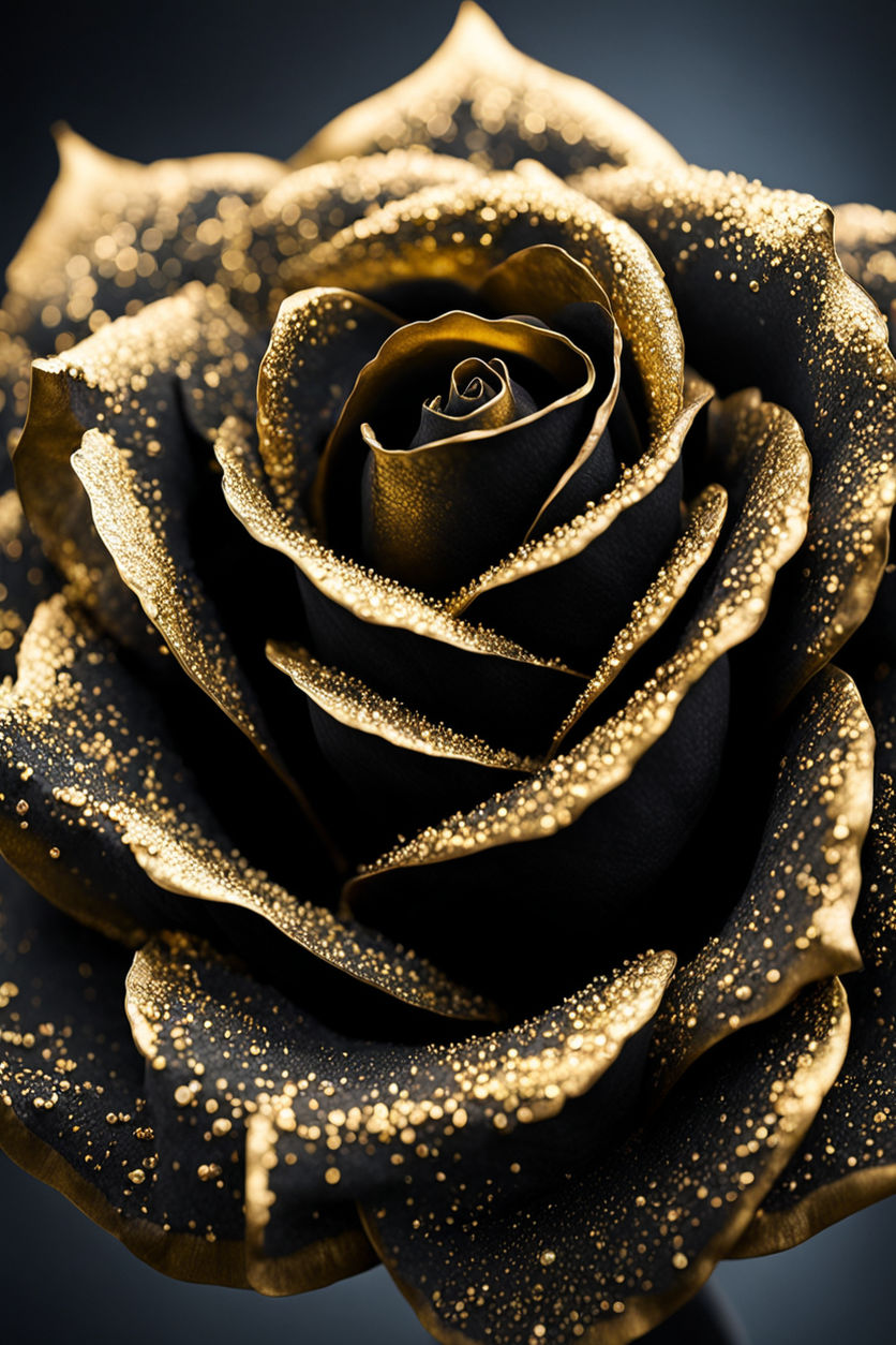 A Beautiful black rose with gold vantablack petals by Othmone Chihab ...
