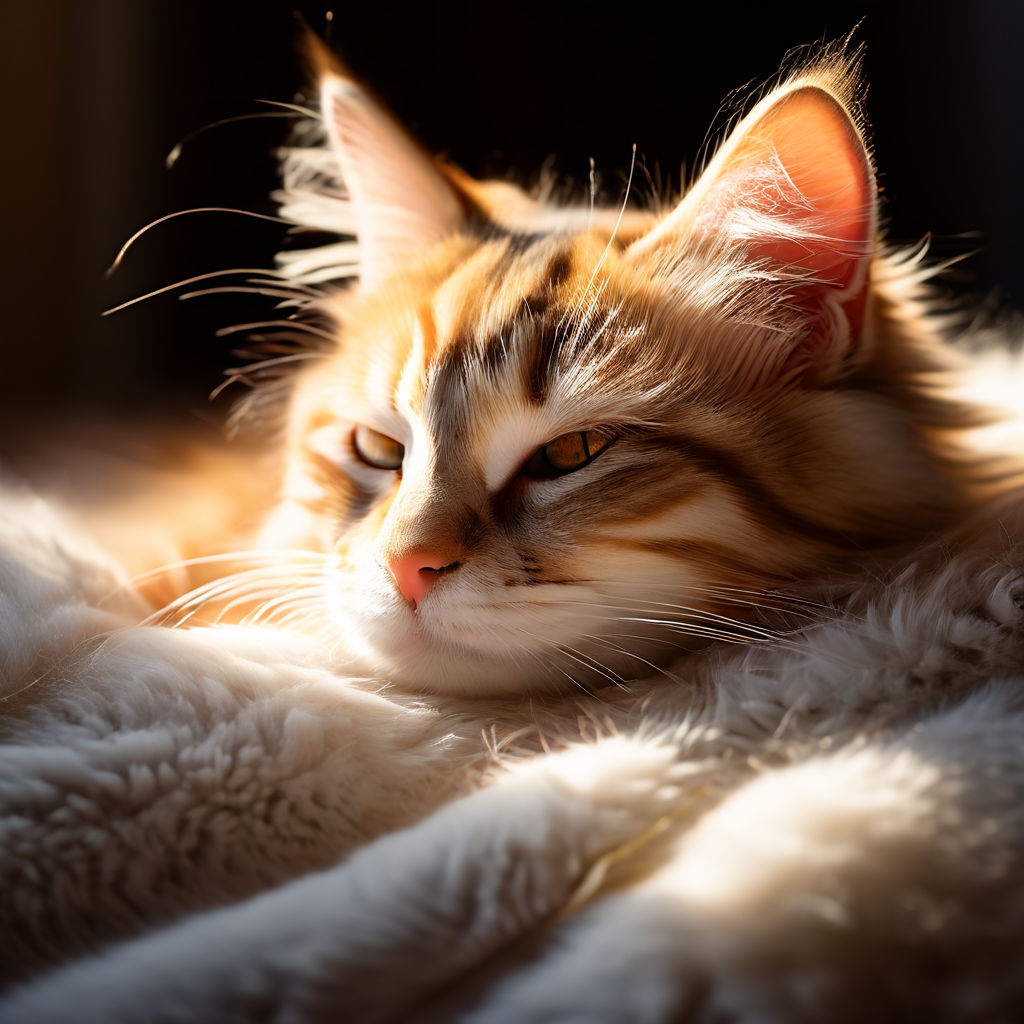 A peacefully slumbering feline with soft by Veronica L - Playground
