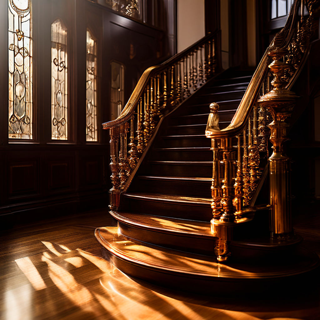 Stair steps glistening with the shine of golden brass by Khooo Muhammad ...