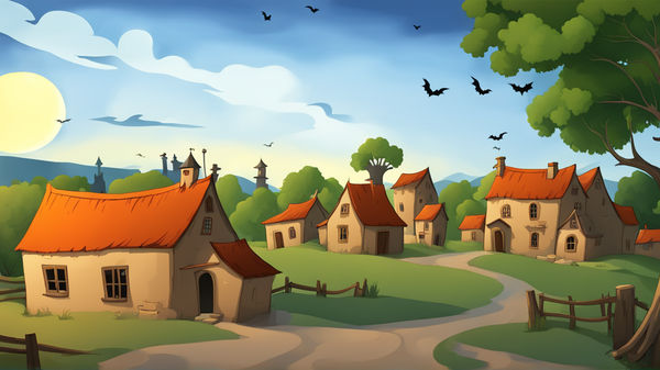 Haunted village night cartoon pic by Ayesha Lashari - Playground